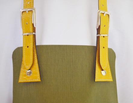 PES + PVC fabric apron with Ostrich foot leather hand-stitched straps ...